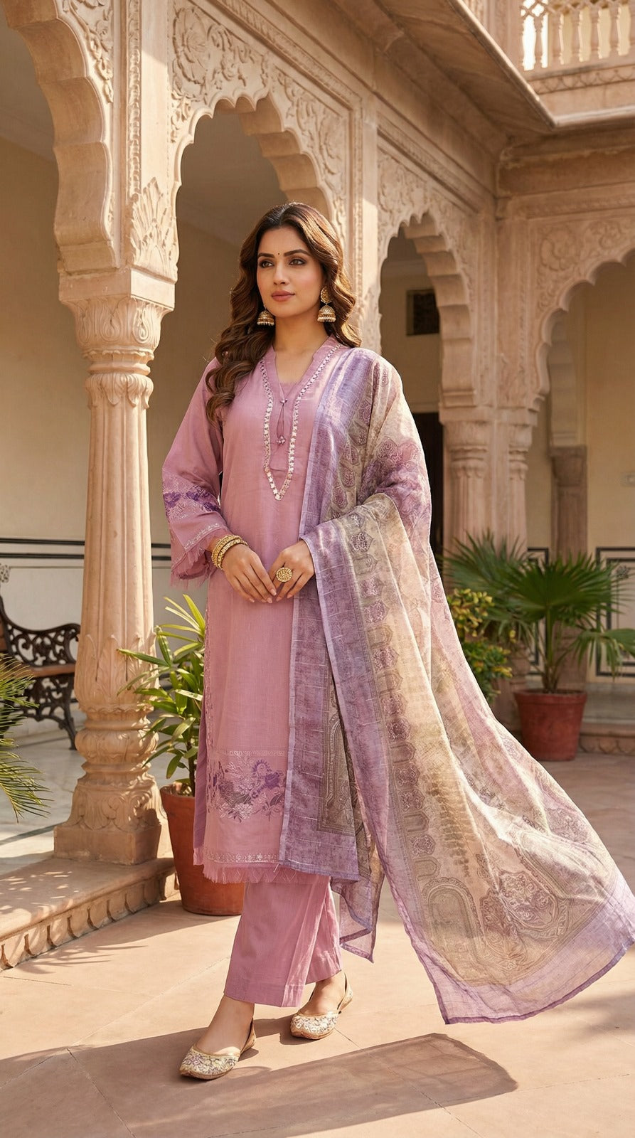 Buy Lilac Lawn Embroidered Suit Set in UK - Diya Online