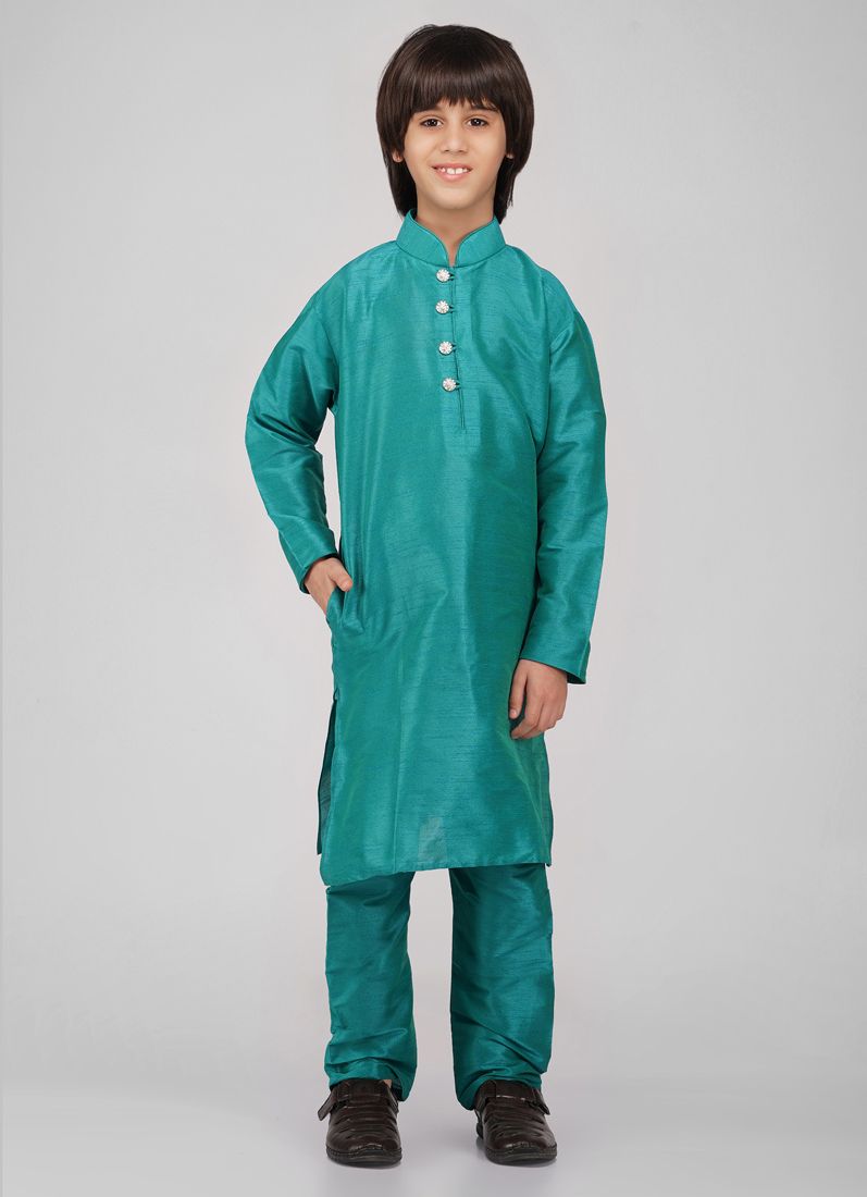 Buy Boy's Blue Raw Silk Kurta Pajama Set in UK - Diya Online