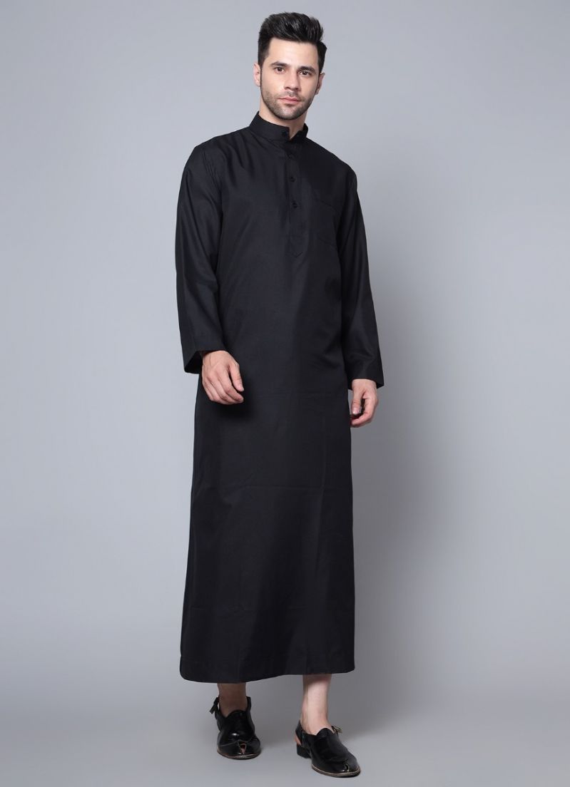 Buy Men's Smart Black Long Jubba in UK - Style ID: JB-3031-BK-L - Diya ...