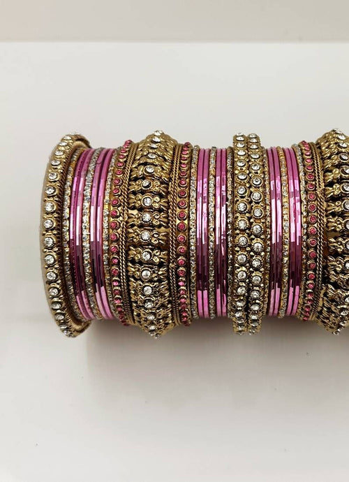 Buy Pink Gold Kara Bangle Set in UK - Diya Online