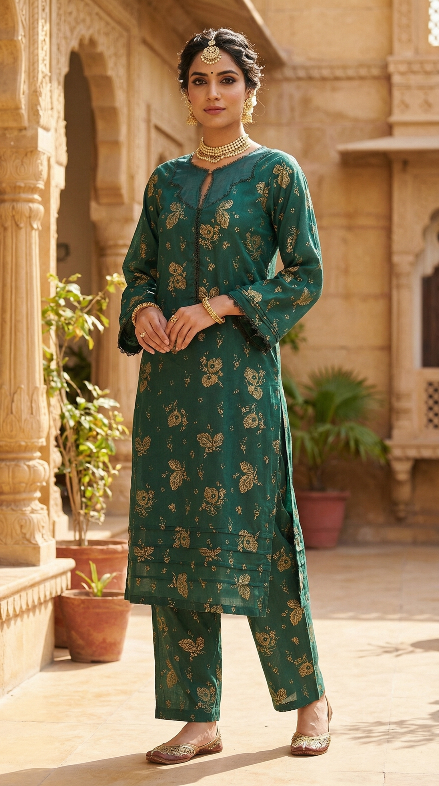 Buy Teal Lawn Printed Co-ord Set in UK - Diya Online